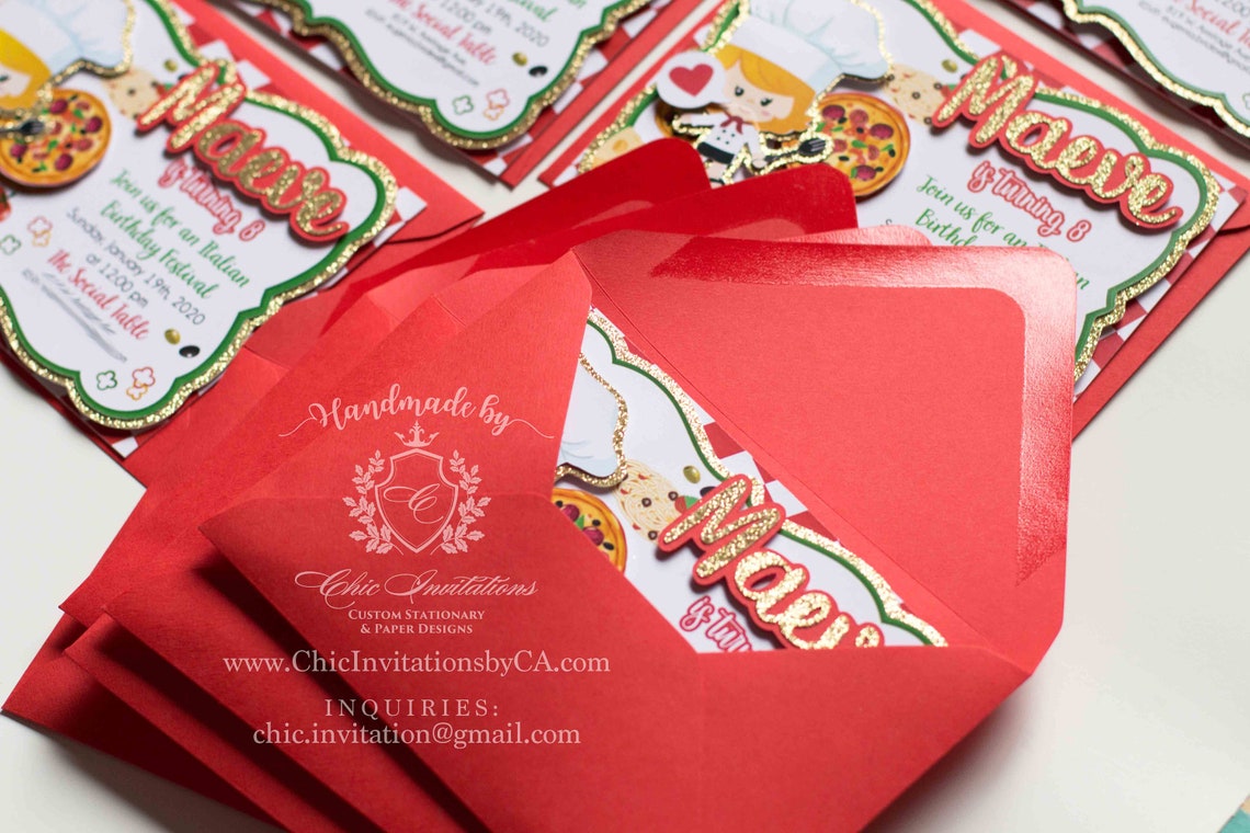 Italian Theme Party Invitation Handmade Invitation Italian | Etsy