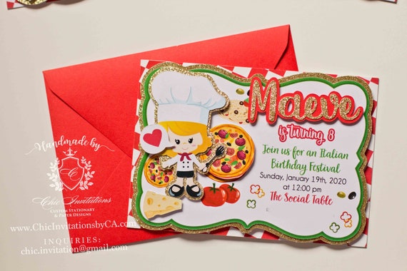 Italian Theme Party Invitation Handmade Invitation Italian | Etsy