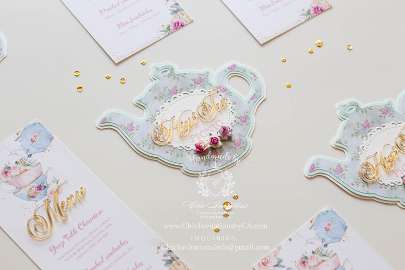 High Tea Handmade Invitation, Tea Invite, Tea Party Invitation, Teapot ...