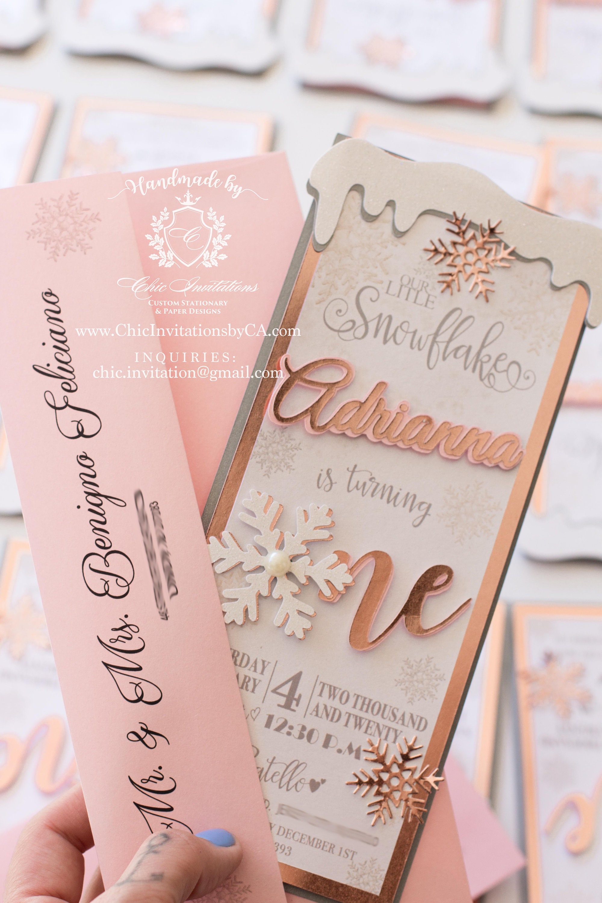 Winter Onederland Handmade Invitation Custom Snow Invitation - Etsy