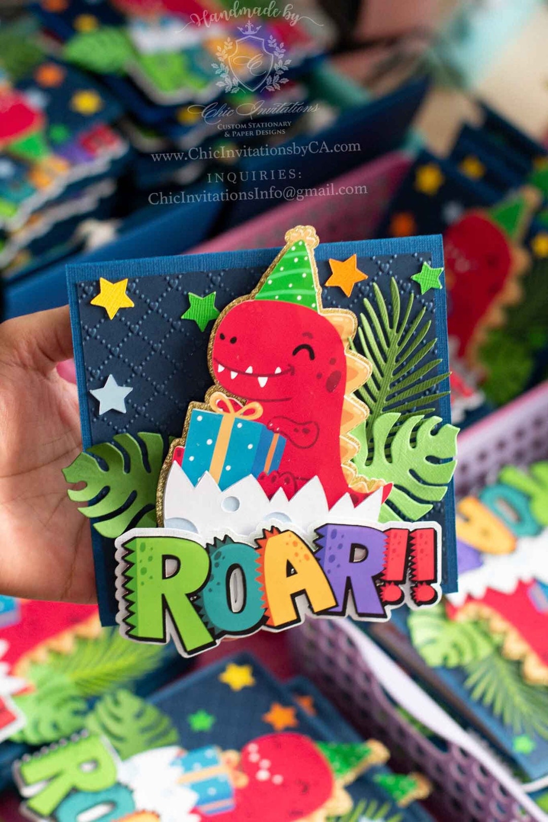 Dinosaur Handmade Invitations, Party, First Birthday Invitation, Baby ...