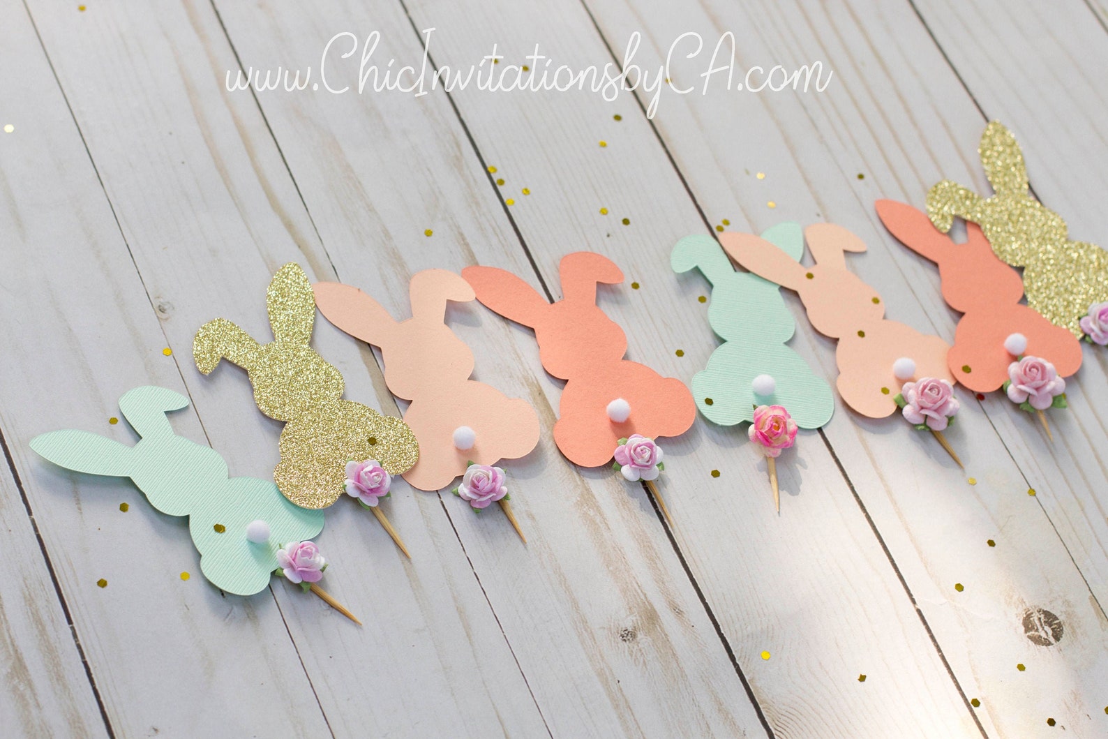 Easter Cupcake Topper, Cupcake Topper, Handmade Topper, Cup Cake Rabbit ...
