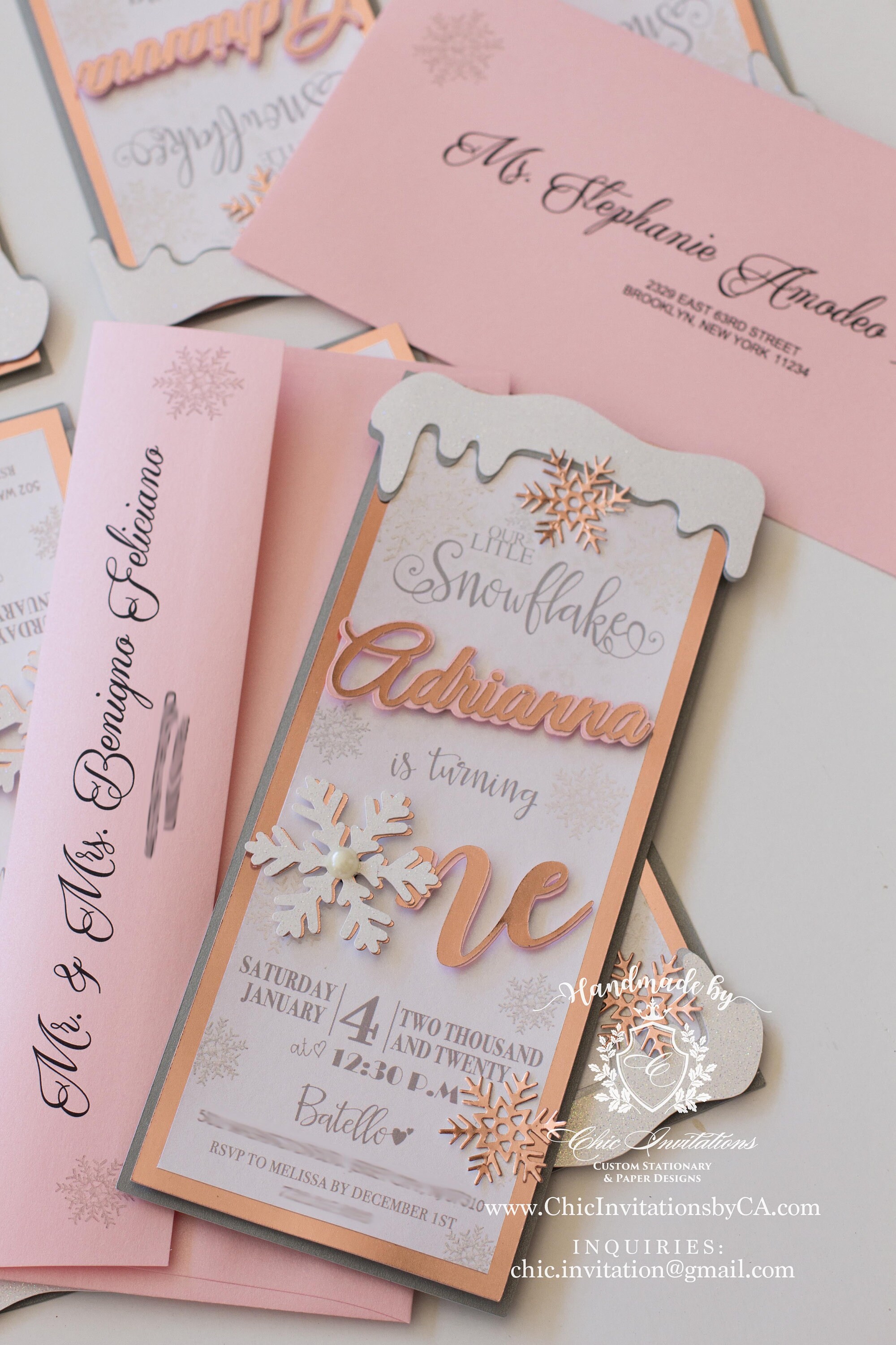 Winter Onederland Handmade Invitation Custom Snow Invitation - Etsy