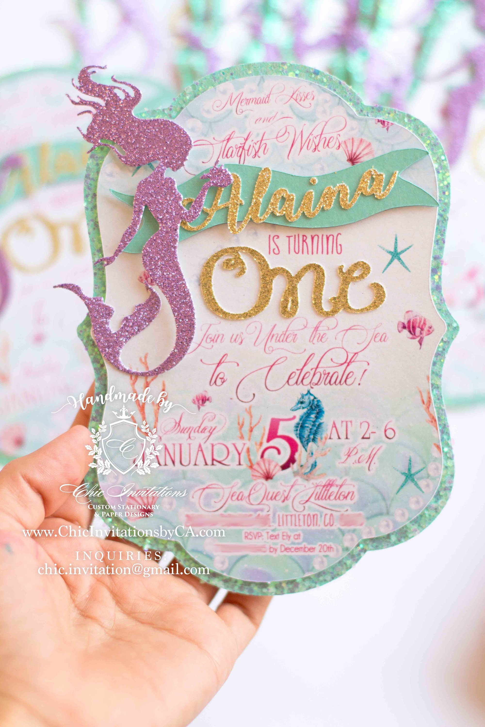 Mermaid Invitation Handmade Invitation Mermaid Shell | Etsy