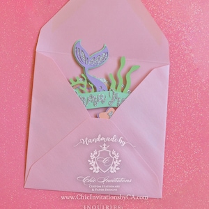 Mermaid Invitation, Shell Invitation, Handmade Invitation, Shell 3d ...
