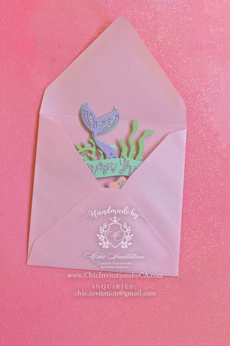 Mermaid Invitation Shell Invitation Handmade Invitation - Etsy