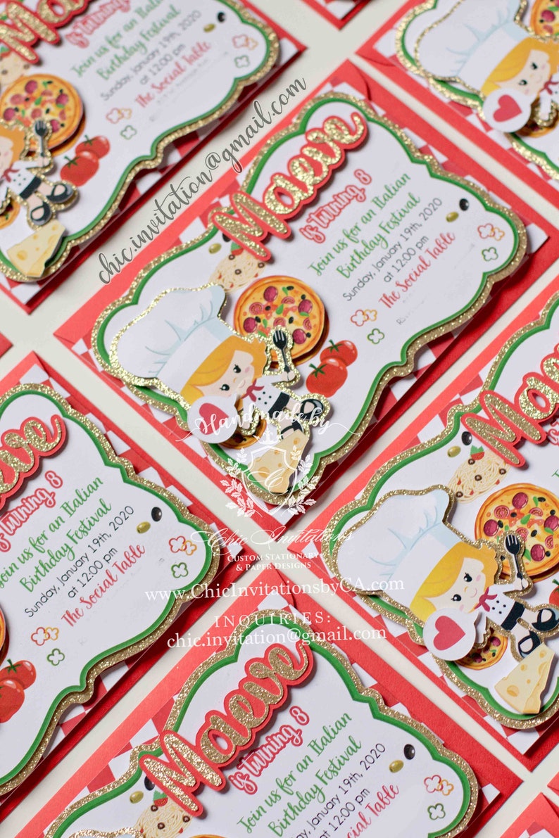 Italian Theme Party Invitation Handmade Invitation Italian | Etsy