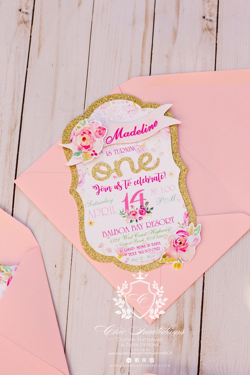 Vintage Handmade Invitation, Floral Handmade Invitation, Watercolor ...