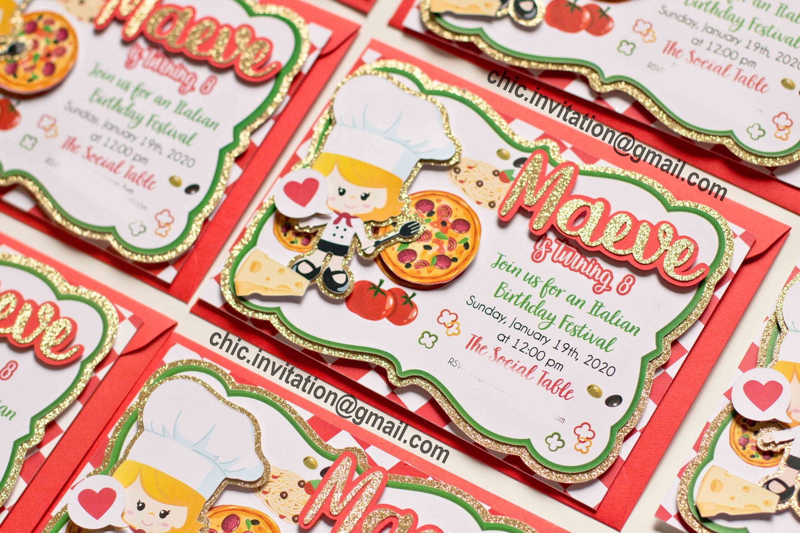 Italian Theme Party Invitation Handmade Invitation Italian | Etsy