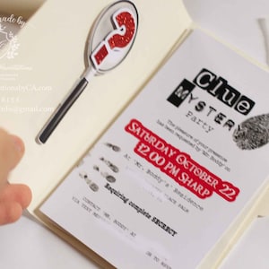 Clue Invitation, Handmade Invitation, Mystery Theme Invitation ...