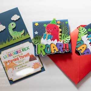 Dinosaur Handmade Invitations, Party, First Birthday Invitation, Baby ...