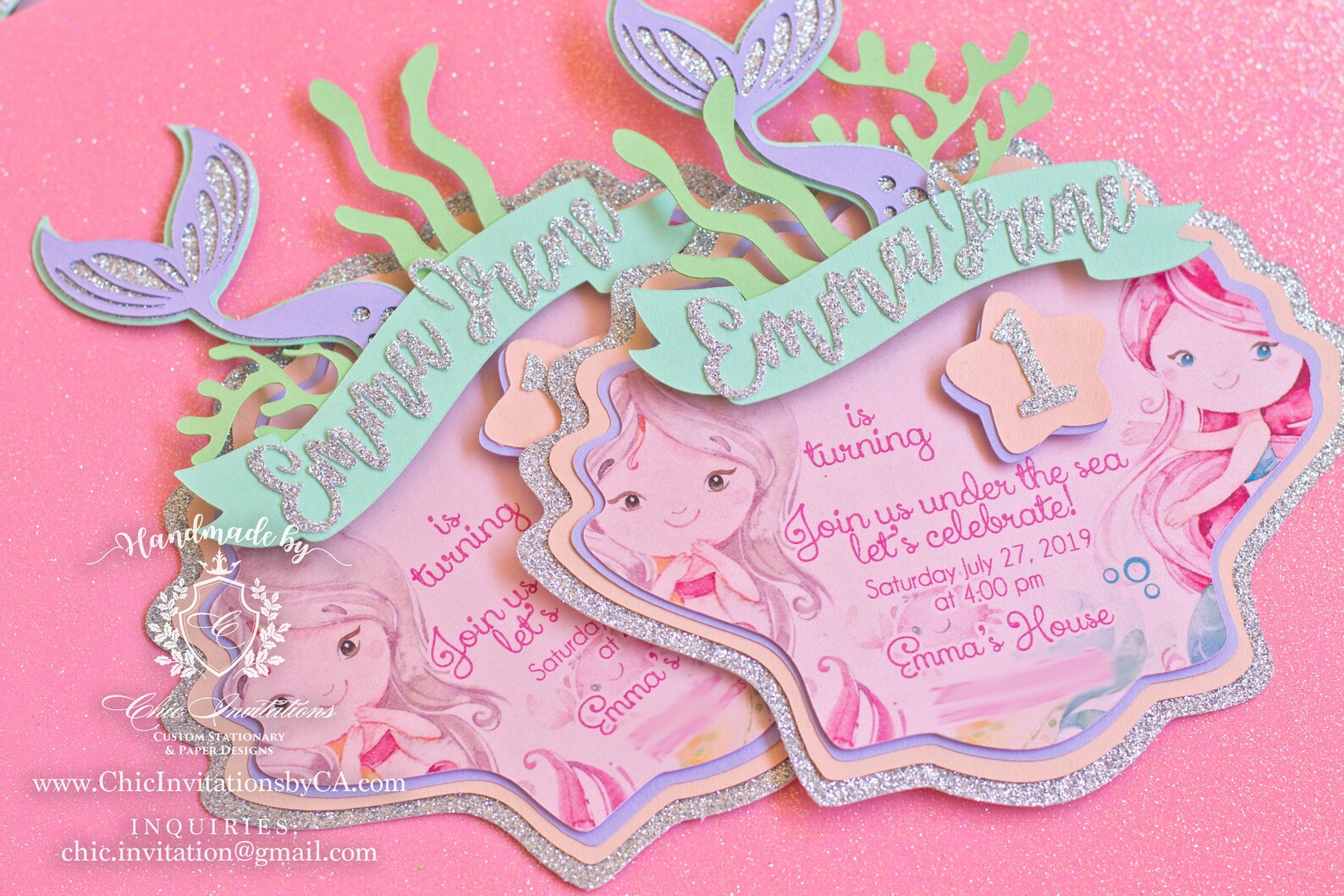 Mermaid Invitation Shell Invitation Handmade Invitation - Etsy