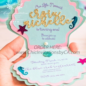 Mermaid Invitation, Handmade Invitation, Mermaid Shell Invitation ...