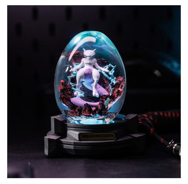 MEWTWO POKEMON Resin Lamp Egg, Custom Epoxy Resin Art, Handcrafted Eggs ...