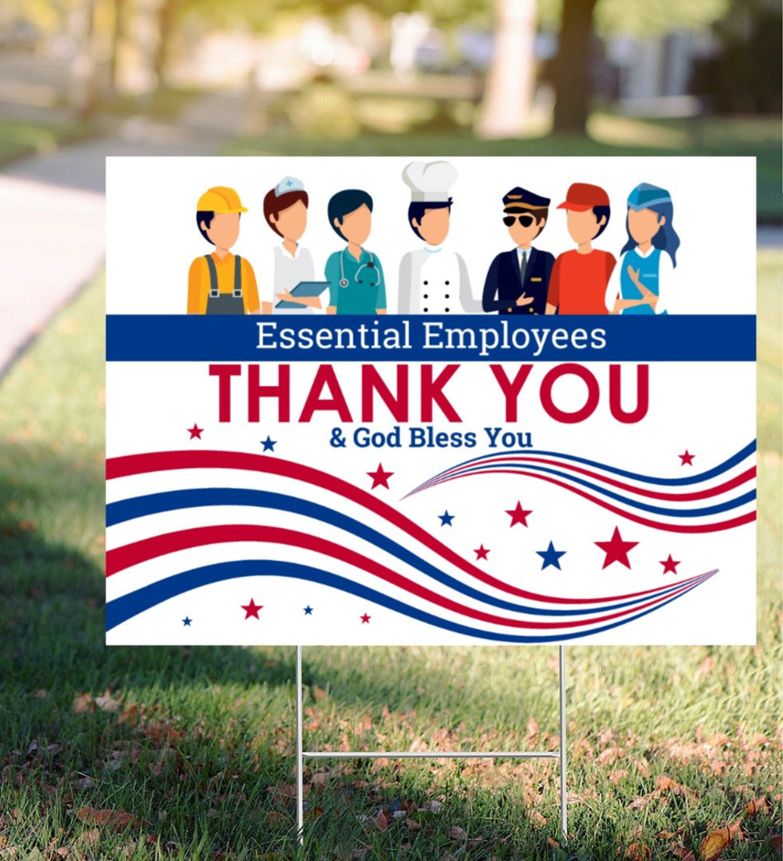 Essential Employees Thank You & God Bless You Yard Signappreciation ...
