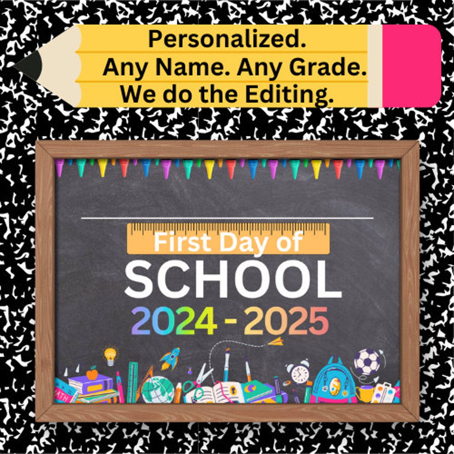Editable Back to School Sign First Day of School Sign Printable - Etsy