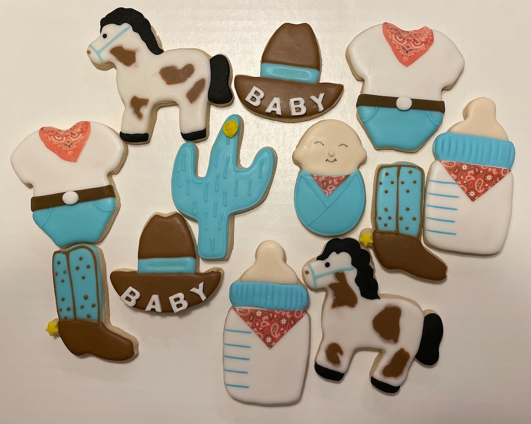 Cowboy Baby Shower Cookies1 Dozen Assorted - Etsy