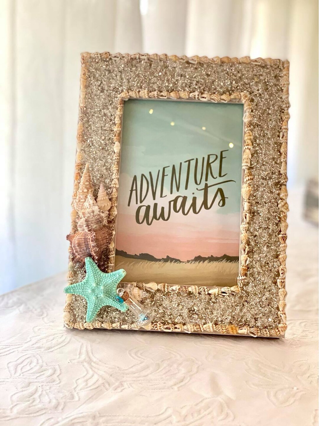 Hand Decorated, One of a Kind, 4x6" Photo Frame, Shell Frame, Beach ...