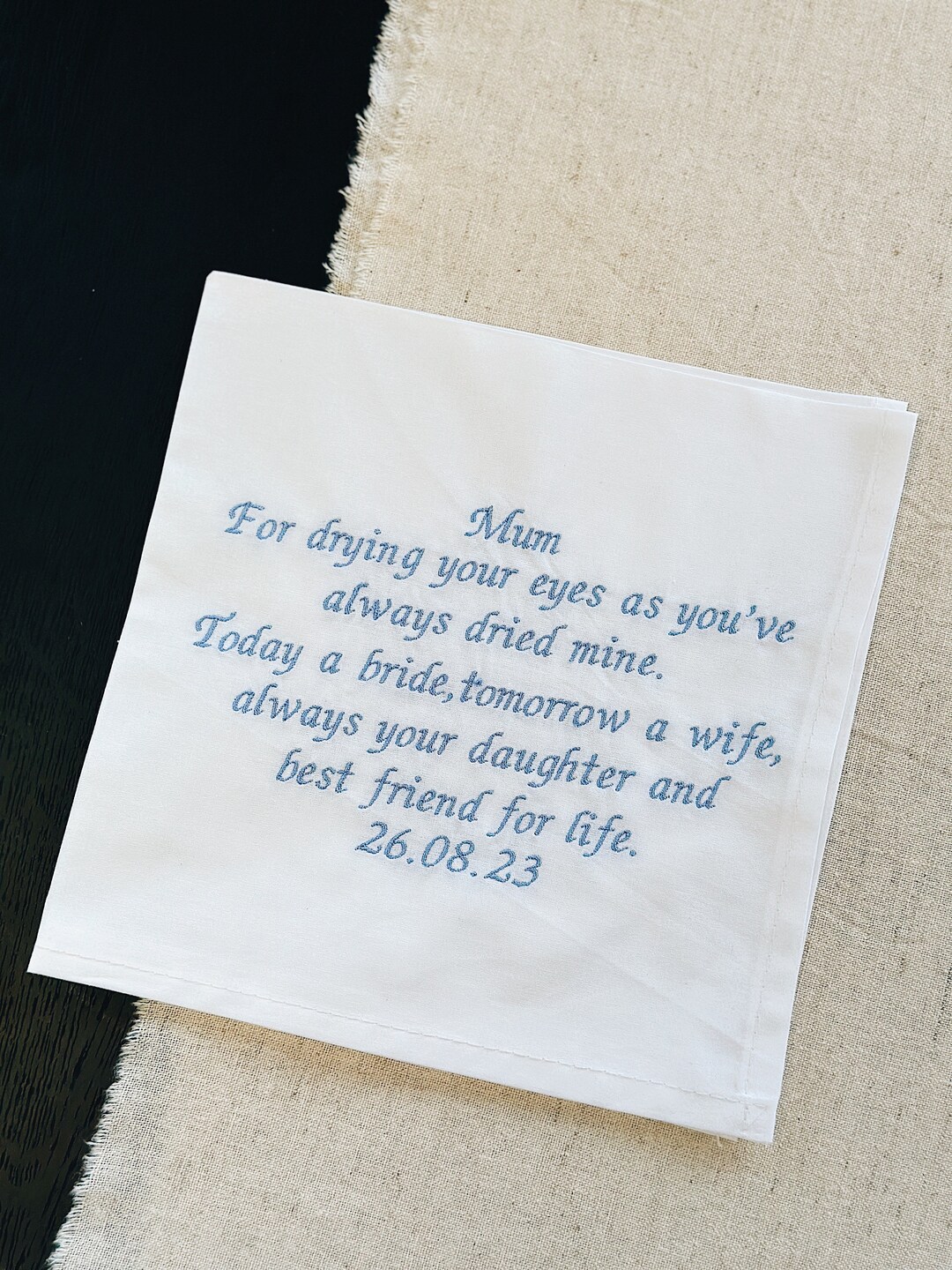 Mother of the Bride Handkerchief Cotton Wedding Handkerchief ...