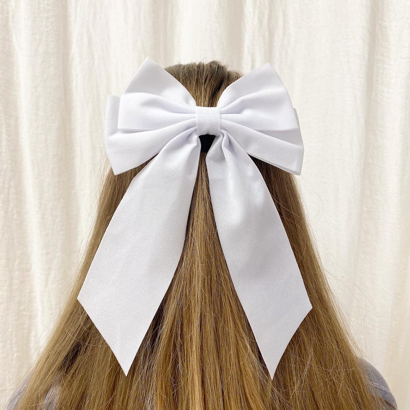 White Hair Bows - Etsy