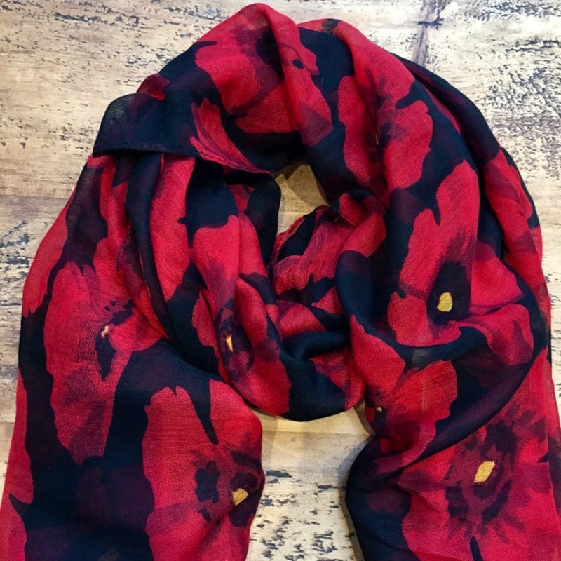 Red and Black Scarf - Etsy