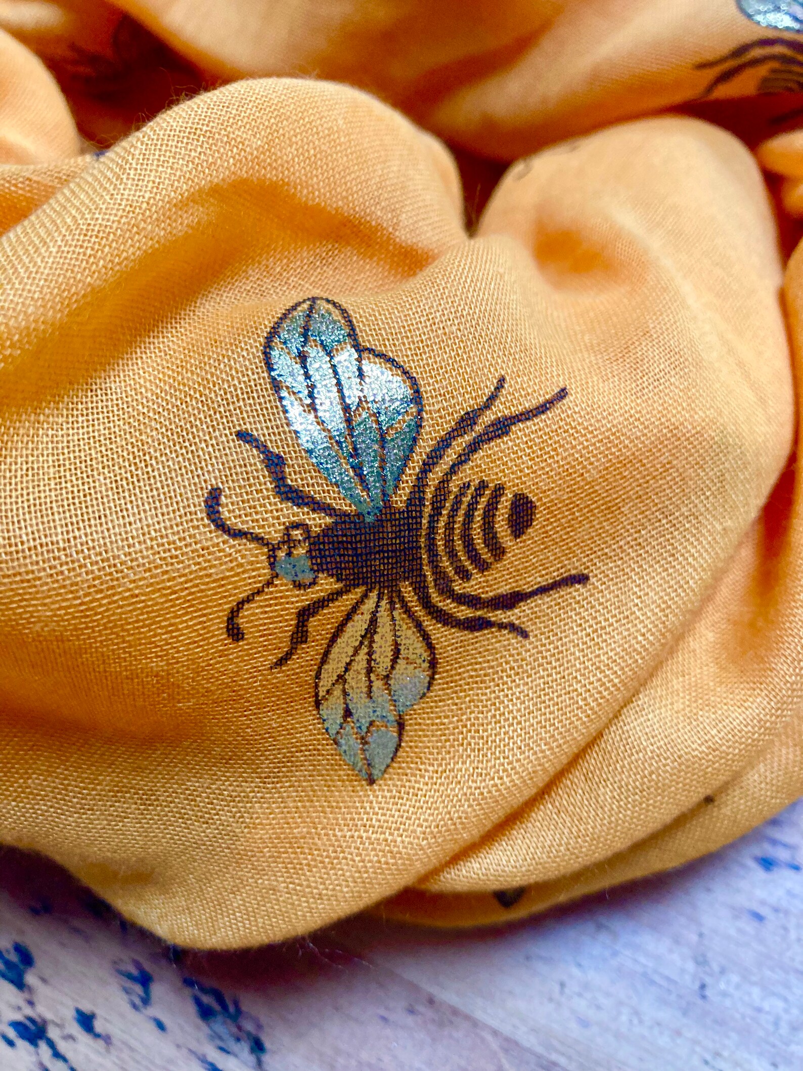 Sparkle Bee Print Scarf Yellow & Gold | Etsy
