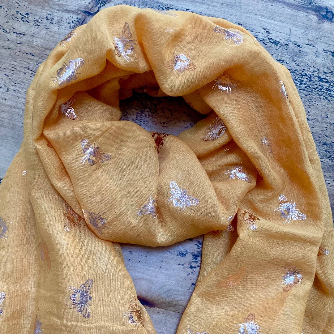 Gorgeous Gold Bumble Bee Print Scarf Yellow - Etsy