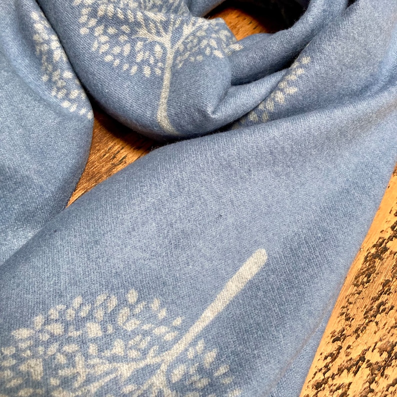 Soft, Cosy Reversible Winter Mulberry Tree Scarf - Blue & Grey - Etsy