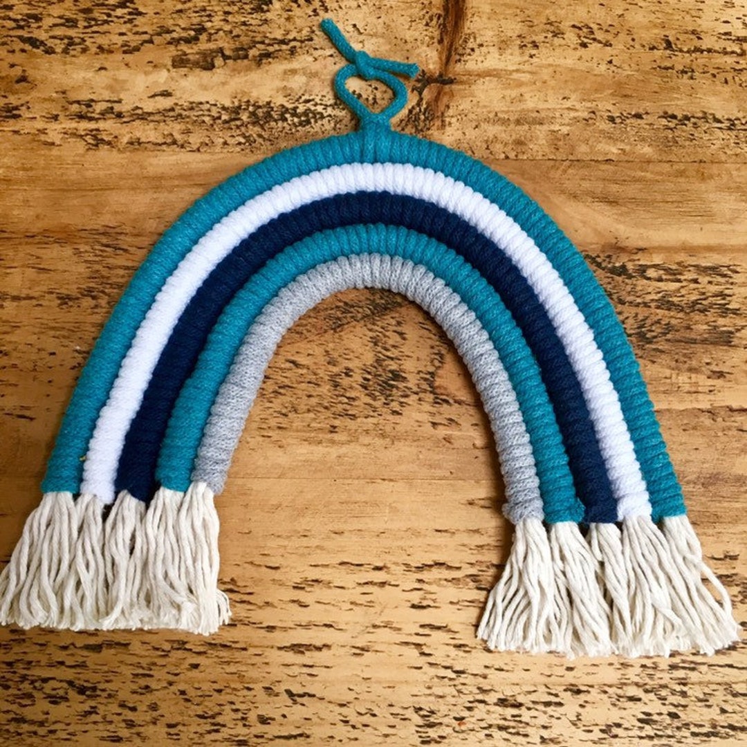 Handmade Macrame Large Rainbow - Teal - Etsy