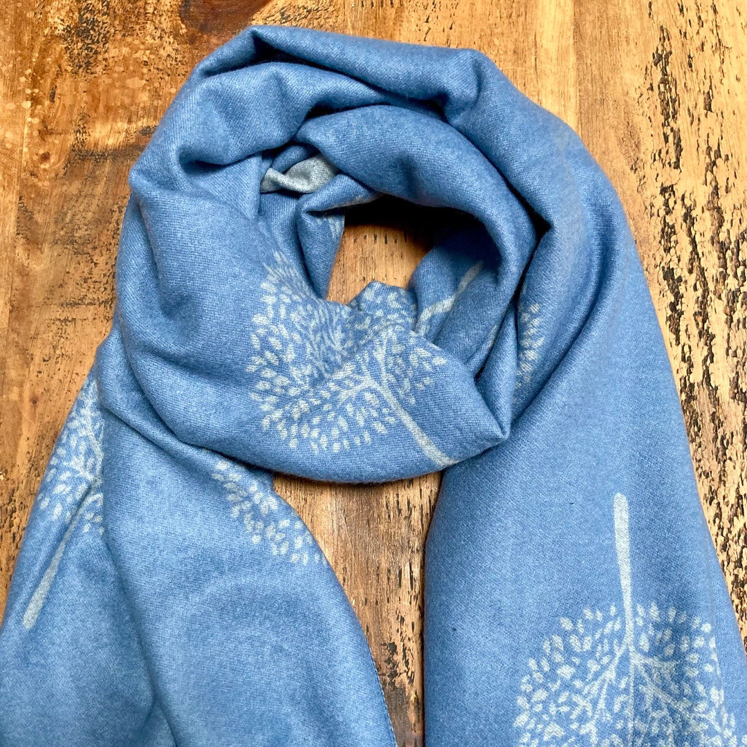 Soft, Cosy Reversible Winter Mulberry Tree Scarf - Blue & Grey - Etsy