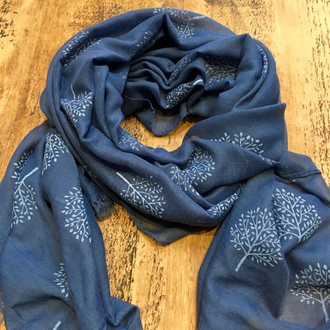 Soft Mulberry Tree Scarf - Slate Blue - Etsy