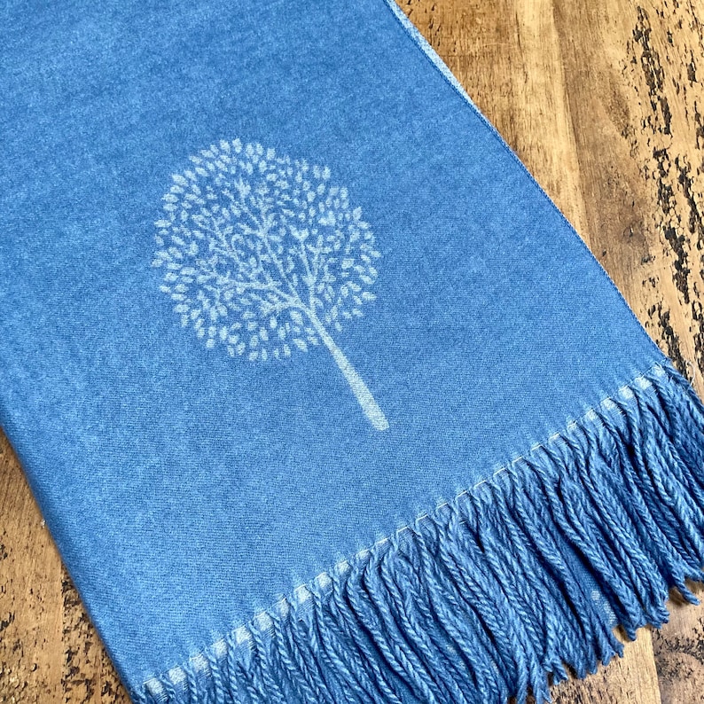 Soft, Cosy Reversible Winter Mulberry Tree Scarf - Blue & Grey - Etsy