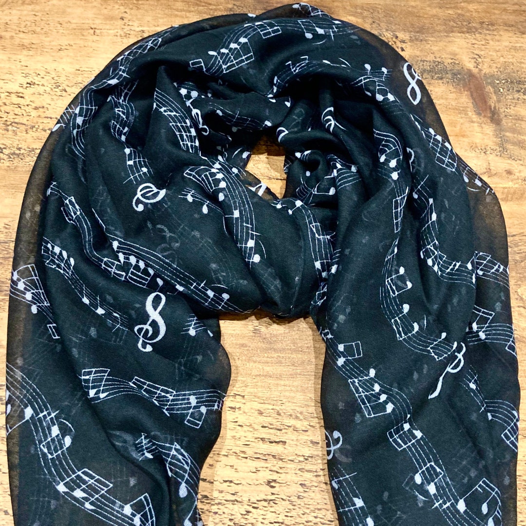 Lovely Music Notes Scarf Black & White - Etsy