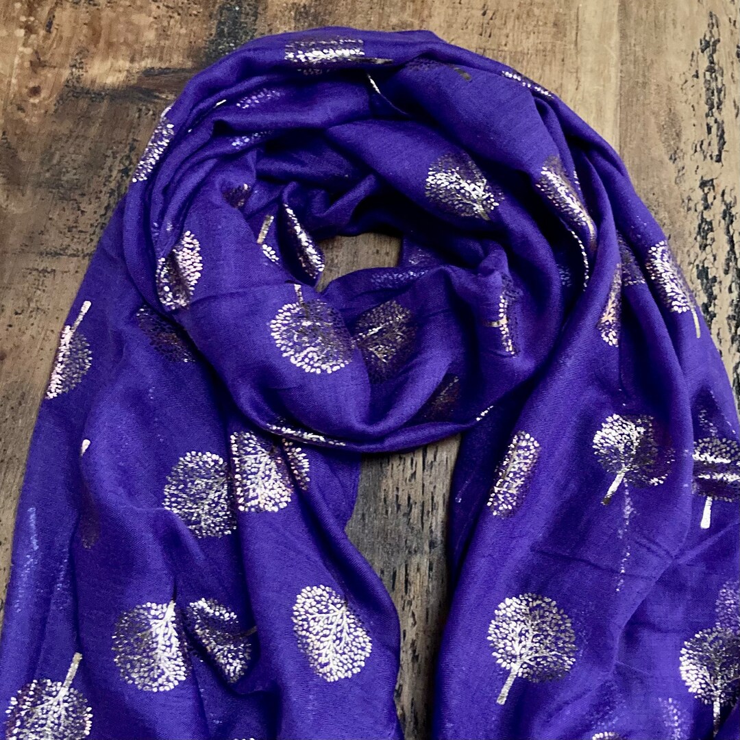 Soft Mulberry Tree Scarf - Purple & Gold - Etsy UK