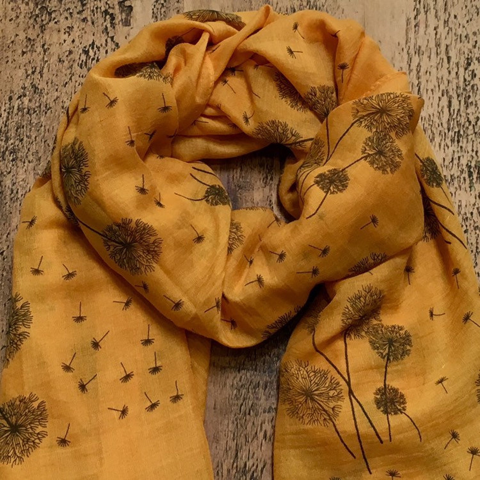 Soft Dandelion Print Scarf Mustard Yellow - Etsy
