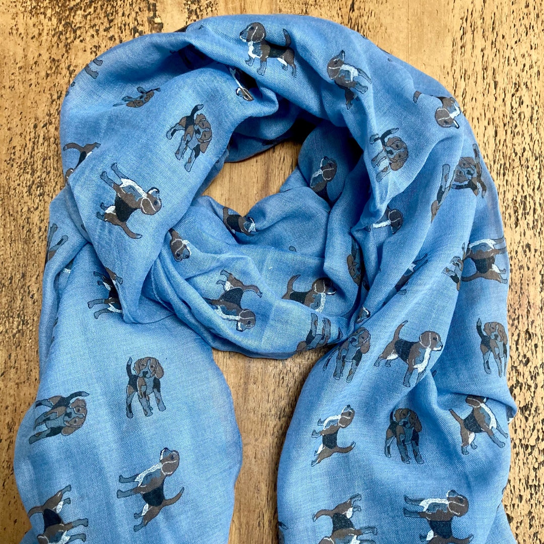 Classy Beagle Dog Print Scarf - Denim Blue - Etsy
