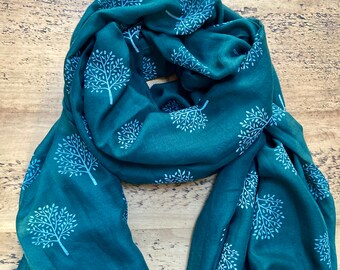 Soft Mulberry Tree Scarf Pistachio Green & Navy | Etsy UK