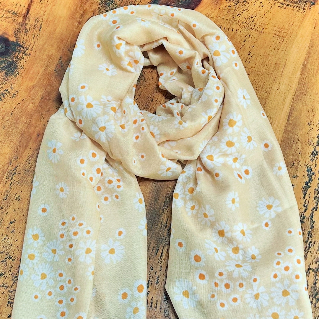 Beautiful Ditsy Daisy Print Scarf - Lemon Yellow - Etsy