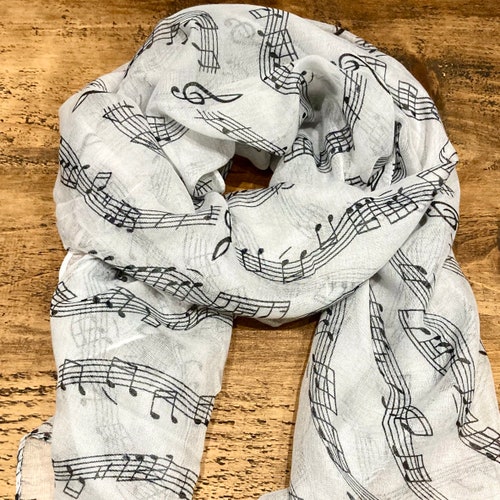 Navy Music Notes Print Infinity / Long Scarf Women's | Etsy