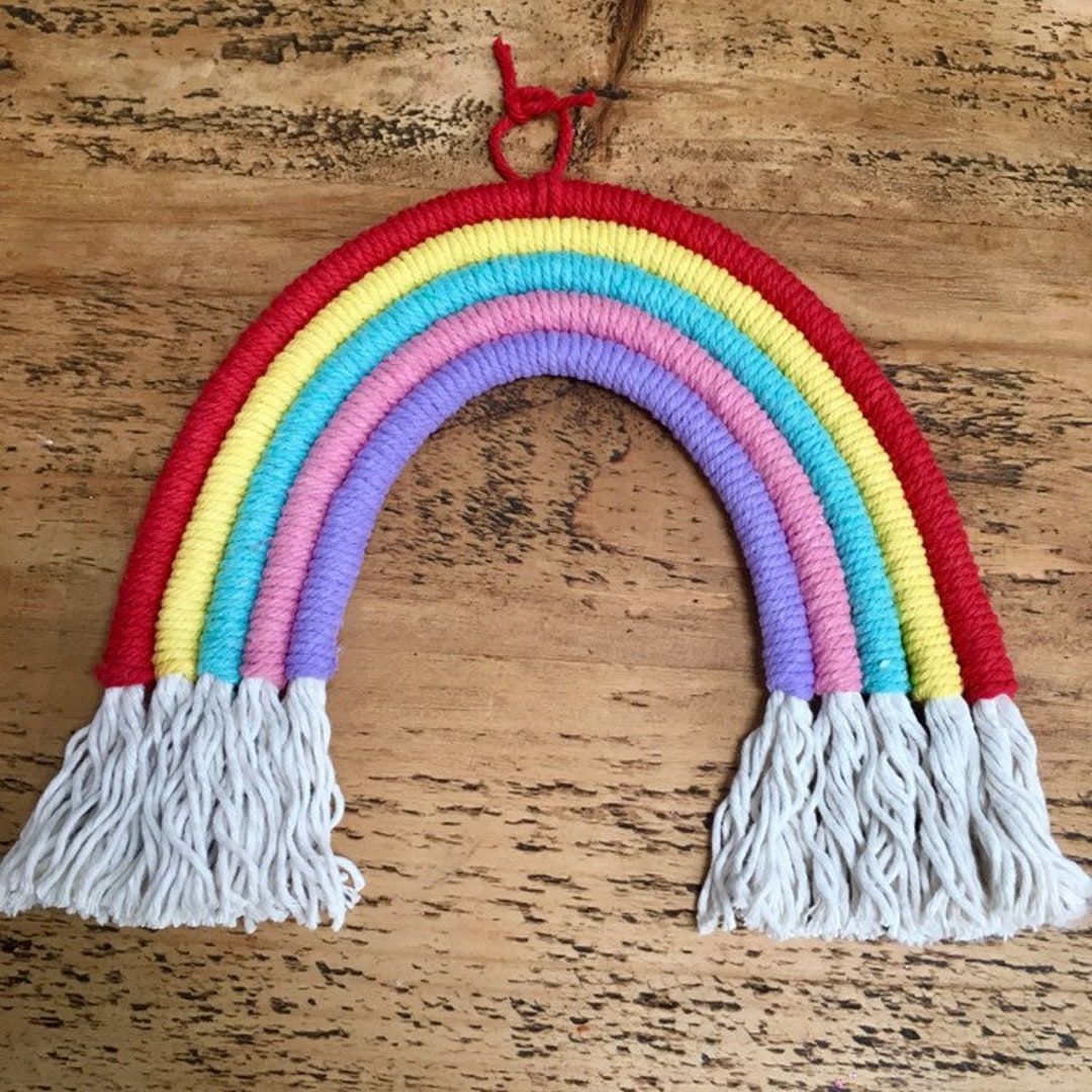 Hecho a mano Macrame arco iris grande colorido - Etsy España