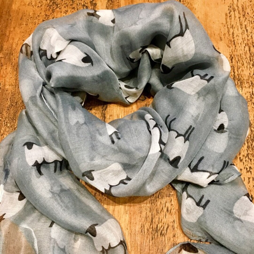 Sheep Print Scarf - Grey - Etsy