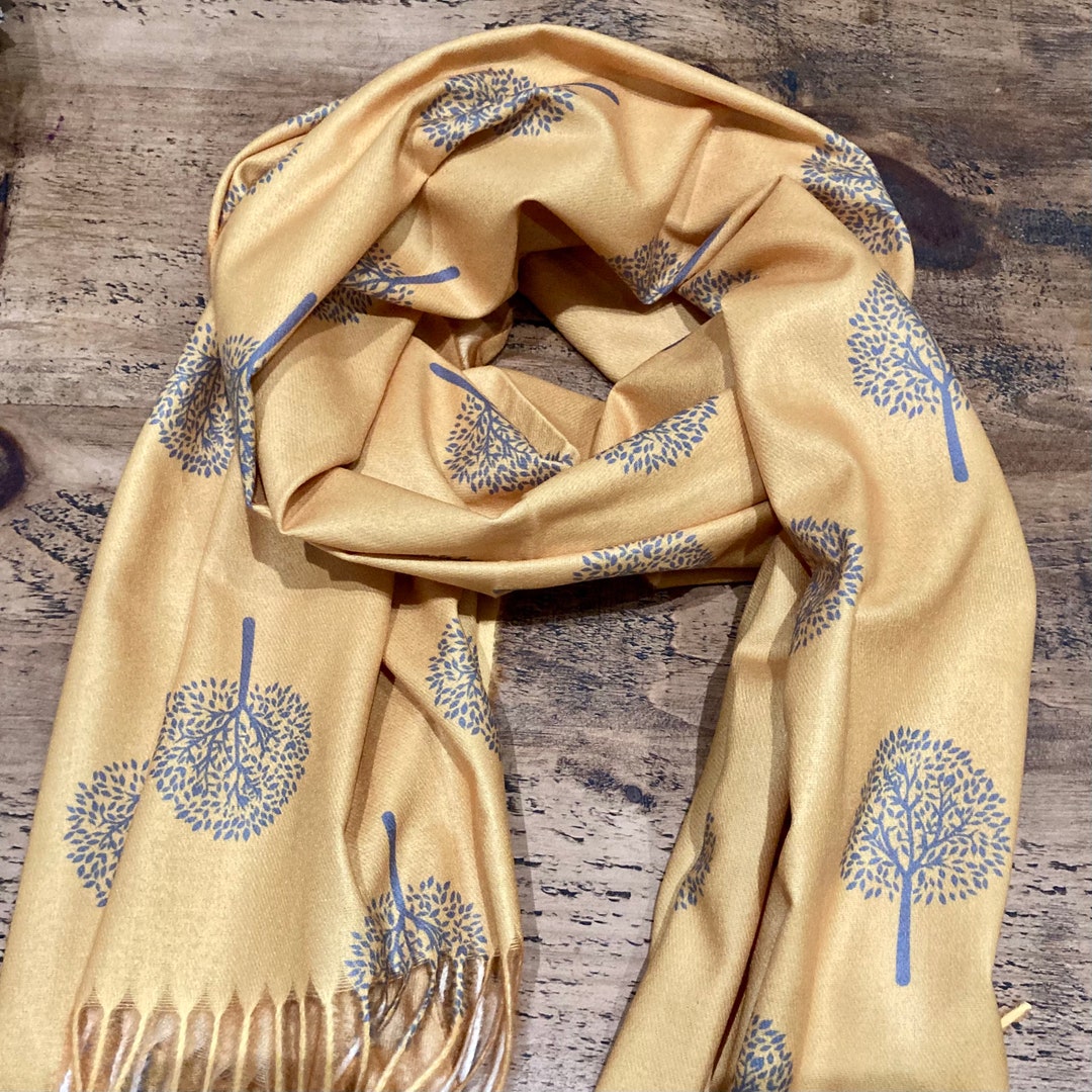 Soft, Cosy Winter Mulberry Tree Scarf - Yellow & Grey - Etsy