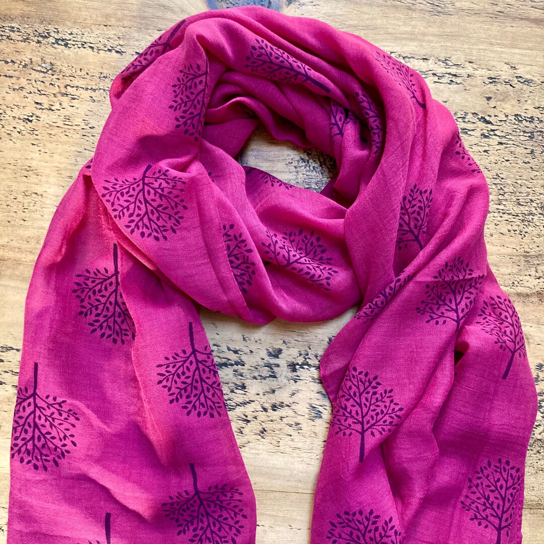 Soft Mulberry Tree Scarf - Deep Pink - Etsy UK