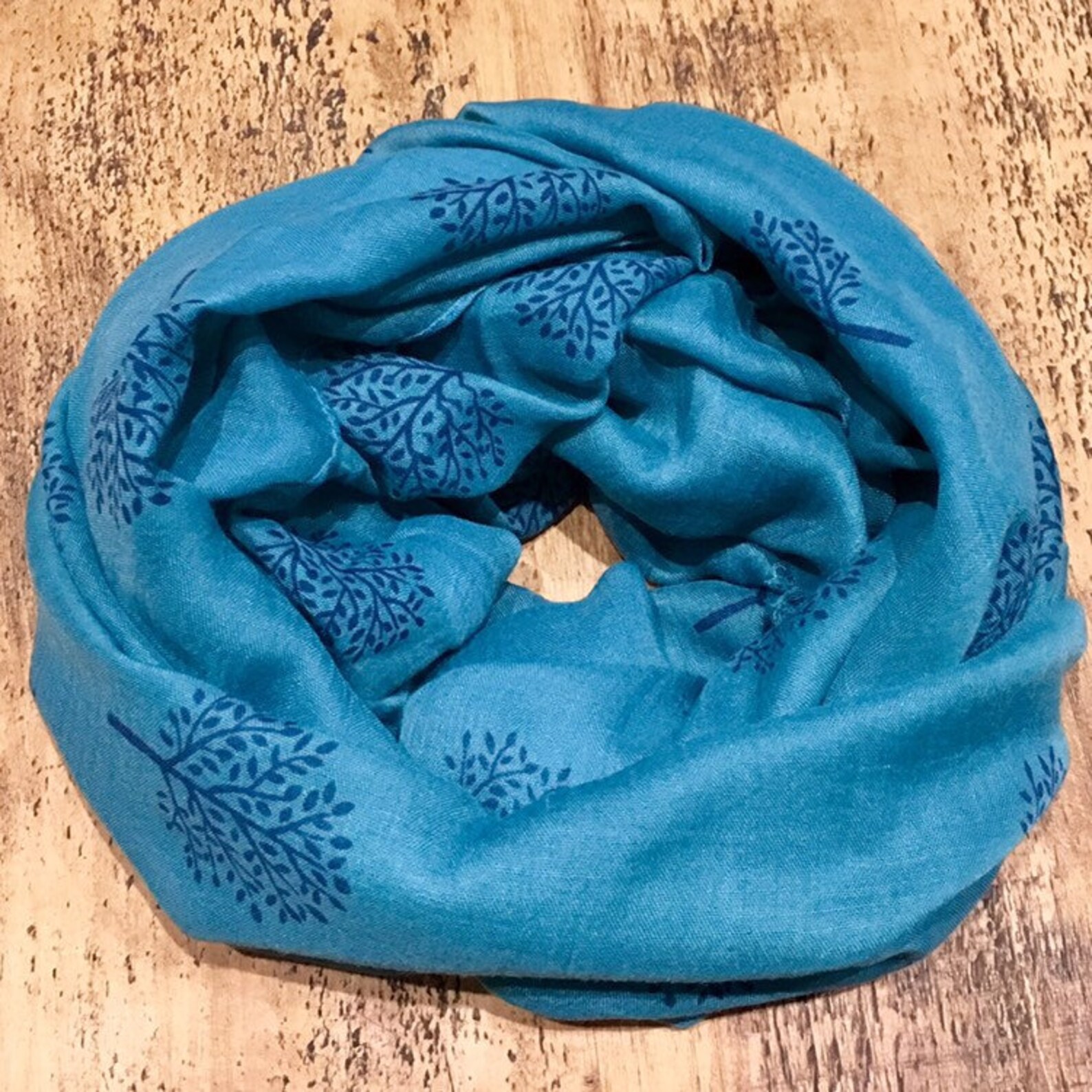 Soft Mulberry Tree Scarf - Teal & Navy - Etsy