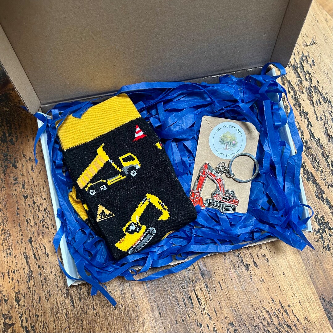 The Digger Gift Box With Socks and Personalised Keyring - Etsy