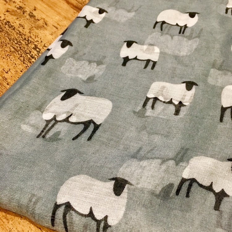 Sheep Print Scarf - Grey - Etsy