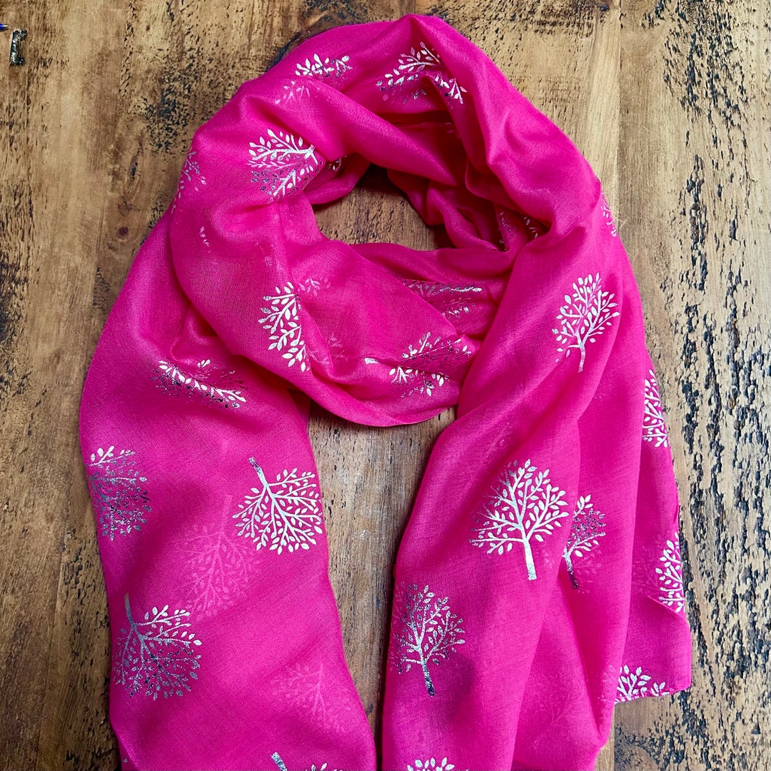 Soft Tree of Life Scarf - Hot Pink/silver - Etsy