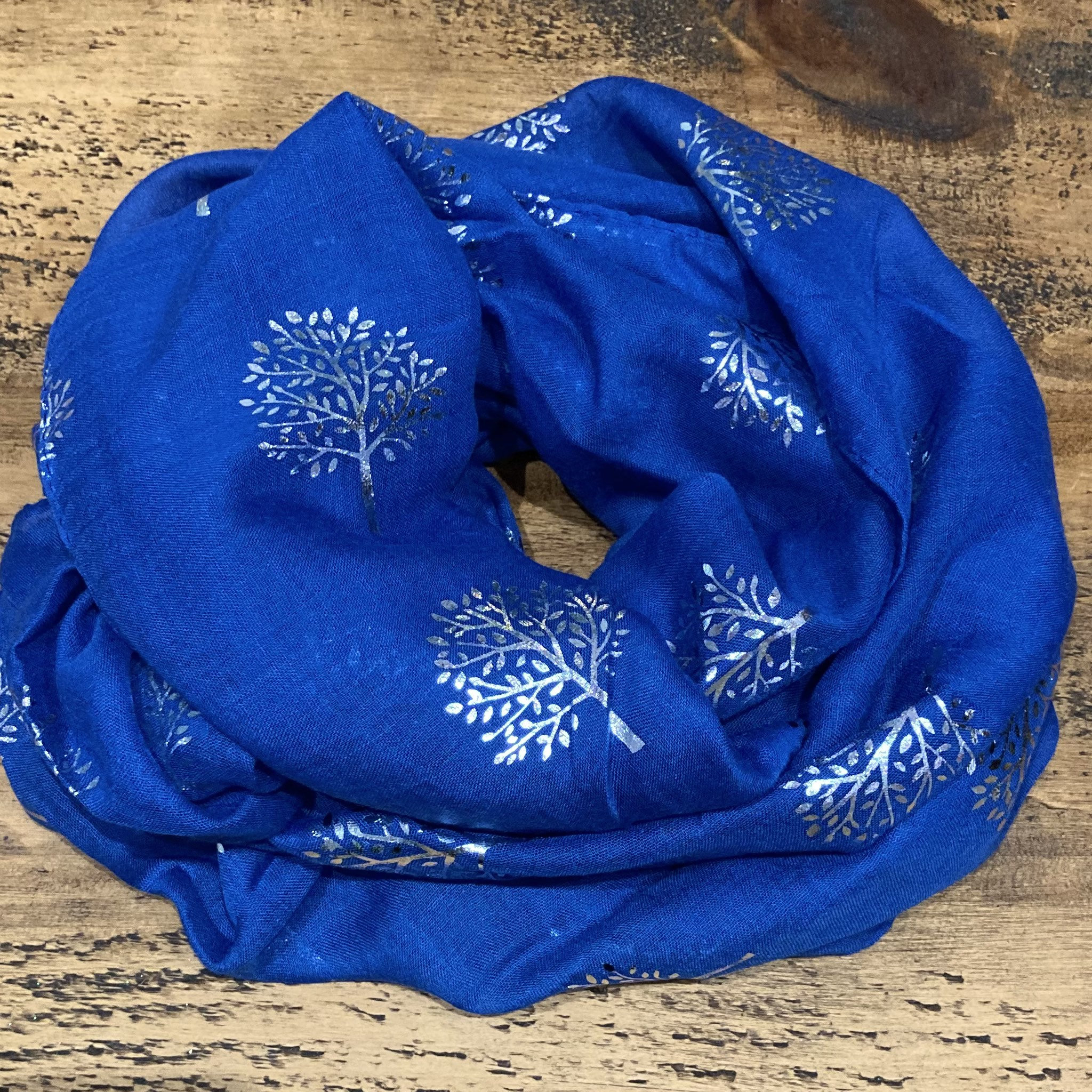 Soft Tree of Life Scarf Blue & Silver - Etsy UK