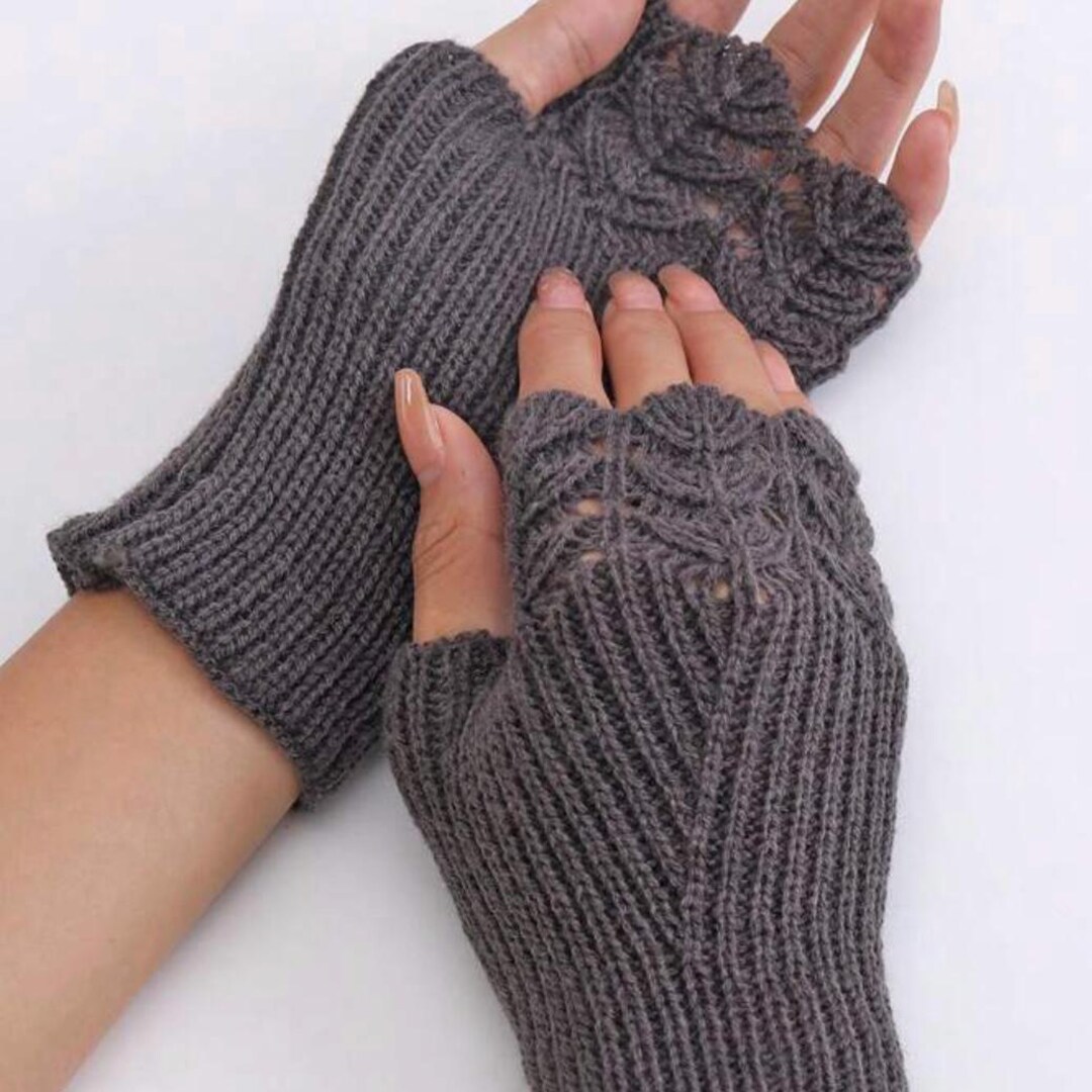 Warm Pretty Woolly Fingerless Gloves - Charcoal Grey - Etsy