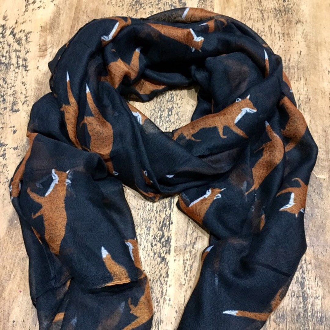 Fox Print Scarf Black - Etsy